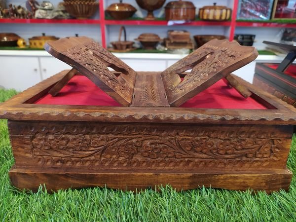 Wooden Quran Box Quran Rehal with Antique Brass Work - Global Telecom